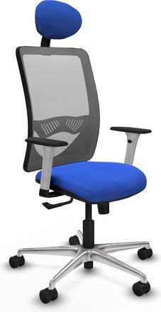 Piqueras y Crespo B&uuml;rostuhl Zulema mit wei&szlig;en und schwarzen Armlehnen, h&ouml;henverstellbare Lendenwirbelst&uuml;tze und festes Kopfteil, ausgestattet mit 3 Positionen, Grau/Bla