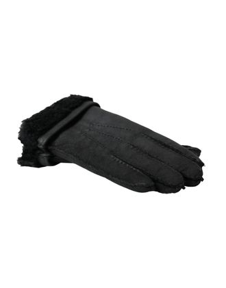 Dolce & Gabbana Mens Black Leather Fur Short Hands Gloves Calf