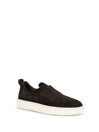 Santoni Mens Slip-On Sneakers Dark Brown