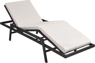 vidaXL Sonnenliege mit Auflage Poly Rattan Schwarz vidaXL