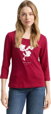 Tom Tailor Damen 1050751 Langarmshirt mit Print, 10361-Rumba Red, M