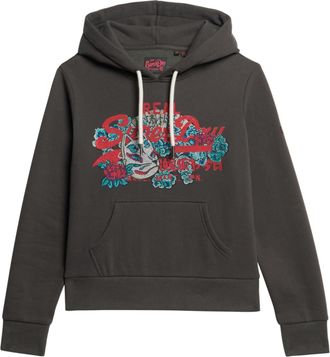 Superdry Damen Tokyo Hoodie mit Vintage-Grafiklogo Vintage Schwarz 38