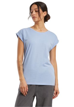 Build Your Brand Damen T-Shirt Ladies Extended Shoulder Tee, lang geschnittenes T-Shirt f&uuml;r Frauen, Baumwolle, PowderBlue, L