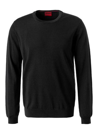 HUGO BOSS Herren Pullover schwarz Schurwolle unifarben