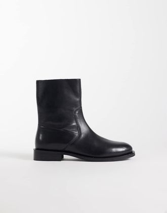 Asos Alma bottines plates habill&eacute;es en cuir v&eacute;ritable noires