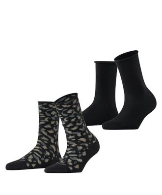 Esprit Damen Art Pattern Multipack W So Baumwolle Gemustert Socken, Schwarz Black 3000, 39-42 (2er Pack)
