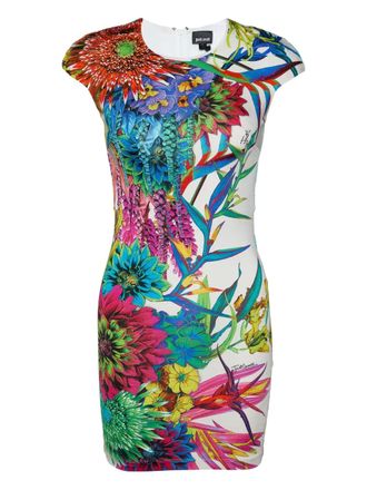 Cavalli Kleid mit Blumen-Print - Blau