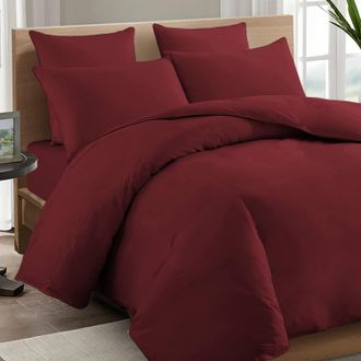 Pizuna 600 Fadenzahl aus Baumwolle Bettw&auml;sche Rio Rood, 100% Langstaple Baumwolle Bettbezug und Kissenbezug, 100% Baumwolle Mako Satin 2-Teilig Bettw&auml;scheset