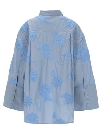 Rotate Floral Cutout Shirt - Blue