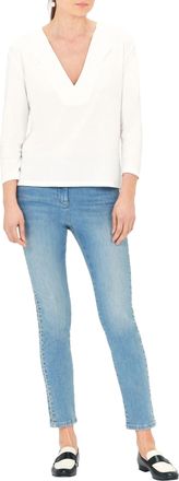 Caroll T-Shirt, einfarbig, gerade, V-Ausschnitt, Naturwei&szlig;, Gr&ouml;&szlig;e M