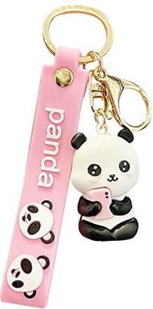 Generic Porte-cl&eacute;s pour homme - Panda mignon tenant la cl&eacute; de t&eacute;l&eacute;phone - Porte-cl&eacute;s panda - Cadeau f&eacute;minin - Pendentif en PVC - Pour homme et porte-cl&eacute;s, ros