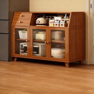 Generic Vintage-Sideboard mit halbtransparenten Schrankt&uuml;ren, Arbeitsplatte mit Platz for Mikrowelle und Kaffeemaschine, Teeschrank und Aufbewahrungsm&ouml;bel for