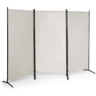 Costway Raumteiler mit verstellbaren Untersetzern, Trennwand Paravent Wand Sichtschutz Wandschirm (Beige, 3-teiliger) - Costway