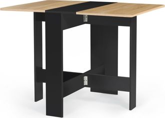 IDMarket Tisch Konsolentisch faltbar EDI für 2 - 4 Personen, Holz, schwarz, Tischplatte in Buche-Optik