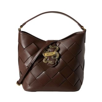 Just Cavalli Femme, Sacs, Brun, Taille: ONE Size Woven Bucket Bag with Logo
