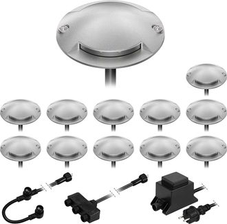 LEDs Com LED Boden-Aufbau-Leuchte Bunda, 2-flammig, für außen, befahrbar, warm-weiß, 12er Set