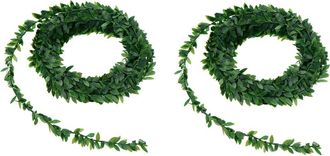 Amosfun 2st Bl&auml;tter Band Blumenkranz Steckblumen Basteln Tropfschutz Kommunionkerze Kuchen Topper Laub Gr&uuml;ne Bl&auml;tter Weihnachtsdekoration Hochzeitsdekoration 