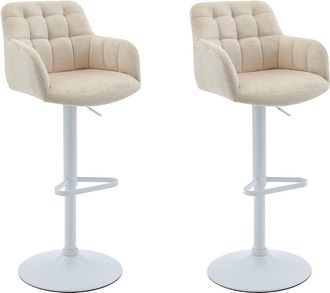 Vente-Unique Pascal Morabito-Barhocker 2er-Set - Samt & wei&szlig;es Metall - H&ouml;henverstellbar - Cremefarben - PEGA