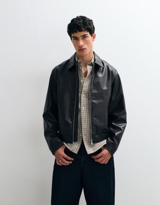 Jack & Jones Veste en similicuir - Noir-Marron