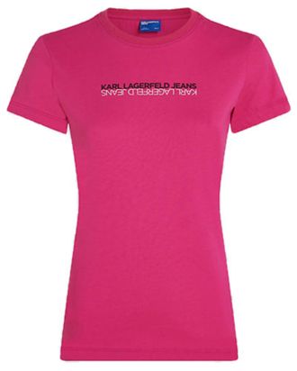 Karl Lagerfeld Womens, Slim Short Sleeve Reflection Tee, Slim Fit, Very Berry, L