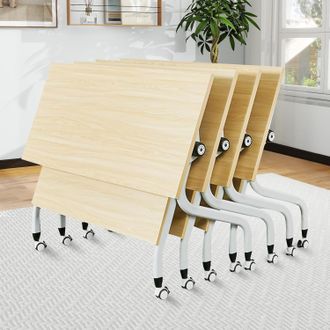 Generic Klappbarer Konferenztisch, Mobiler Klapptisch mit Klappbarer Tischplatte und Rollen, Ideal f&uuml;r Meetings, Schulungen und Den Einsatz Im Homeoffice