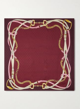 Gucci Tuch Aus Bedrucktem Seiden-twill Mit Jacquard-muster - Burgunder