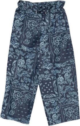 Emporio Armani Femme, Pantalons, Bleu, Taille: 40 FR Pantalon &agrave; Taille &Eacute;lastiqu&eacute;e et Imprim&eacute; Paisley en Coton
