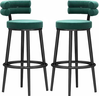 Generic Barhocker, Samt-Tresenhocker, Esszimmerst&uuml;hle mit weicher R&uuml;ckenlehne und Metallbeinen, einfach zu montieren, St&uuml;hle f&uuml;r K&uuml;chentheke/Esszimmer/Hausbar