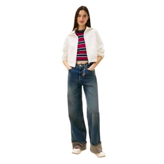 Tommy Jeans Strickjacke f&uuml;r Damen, kurz geschnitten (Antikwei&szlig;)