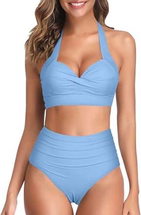 Generic Ensemble bikini sexy et &eacute;l&eacute;gant pour femme - Deux pi&egrave;ces - Col en V - Triangle - Push Up - Bikini de plage - Maillot de bain ventre plat - Haut de bik