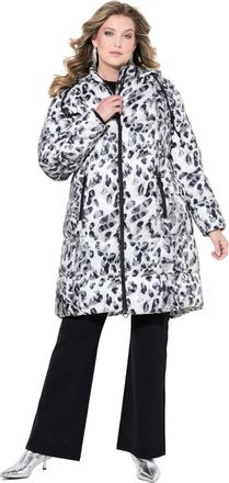 Miamoda Damen gro&szlig;e Gr&ouml;&szlig;en &Uuml;bergr&ouml;&szlig;en Plus Size Steppjacke, Straight Fit, Leomuster schneewei&szlig; 48 833921200-48