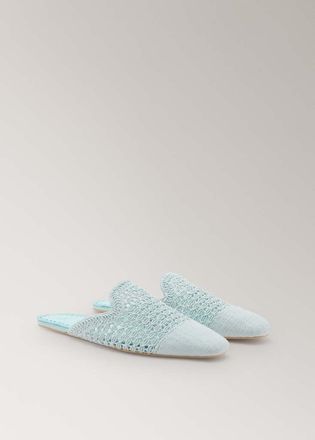 Mango Chaussons ouverts &agrave; larri&egrave;re crochet bleu - Femme - 36 - MANGO