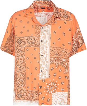 8 by YOOX PRINTED VISCOSE COLLAR CAMP SHIRT