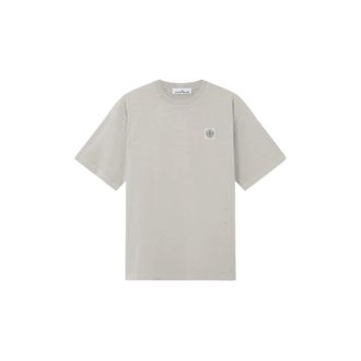Stone Island Homme, Tops, Gris, Taille: M T-shirt en jersey de coton peign&eacute;