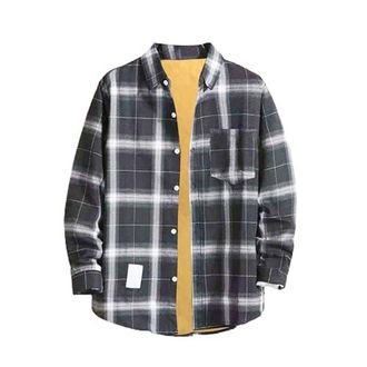 Generic Veste de Chemise Matelass&eacute;e pour Hommes avec Poches Chemise Flanelle Chaud B&ucirc;cheron Veste &agrave; Carreaux &agrave; Capuche pour Hommes Surchemise Epais en Flanell