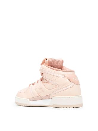 Fendi Womens Match Baguette Mid-Top Sneakers Pink Rubber Sole