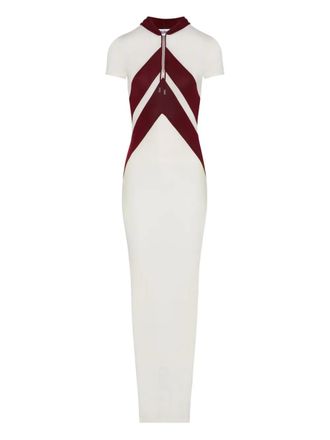 Jean Paul Gaultier robe longue &agrave; motif de chevrons - Blanc