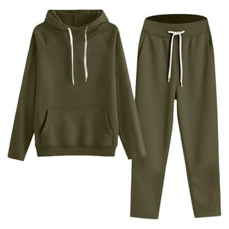 Generic Ensemble de surv&ecirc;tement pour femme - Couleur unie - Sweat &agrave; capuche - Deux surv&ecirc;tements pour femme - Ensemble de surv&ecirc;tement grande taille - Ensemble 