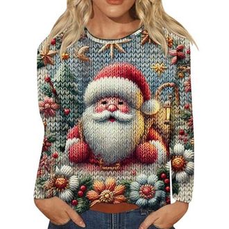 Generic Pull de No&euml;l 2025 &agrave; motif imprim&eacute; de No&euml;l pour femme Grande taille Haut &agrave; manches longues Coupe ample Doux Confortable Pull amusant pour femme pour f&ecirc;