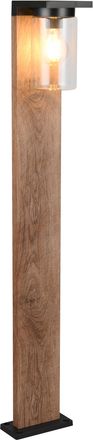 Trio Leuchten Au&szlig;en Wegeleuchte Ardila 411660135, Aluminium Druckguss Holznachbildung, Glas klar, exkl. 1x E27, D&auml;mmerungssensor