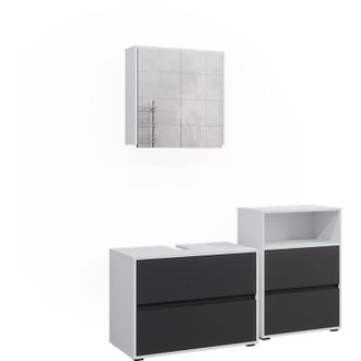 Vicco Badezimmer-Set Maltin, Wei&szlig;/Anthrazit, 3 Teile