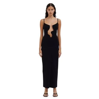 CHRISTOPHER ESBER Femme, Robes, Noir, Taille: 40 FR Robe longue noire &agrave; encolure en vague