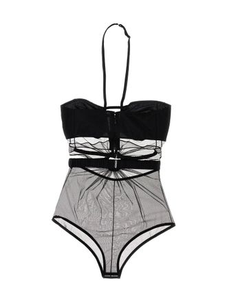 Nensi Dojaka Mesh Cutout Bodysuit - Black