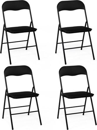 IDMarket 4er-Set Klappst&uuml;hle KITY schwarz aus PU