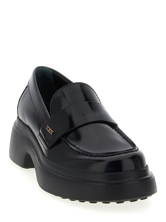 Tod's Womens Black Calfskin Slip-On Loafers
