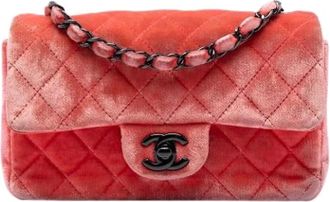 Chanel Sac bandouli&egrave;re matelass&eacute; en velours Pre-owned - Femme - Pre-owned - Orange - Taille: ONE Size