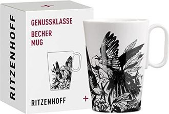 Ritzenhoff 3731001 Kaffee-Tasse 330 ml - Serie Genussklasse Nr. 1 - Becher aus Porzellan mit Vogelmotiv Designerstück