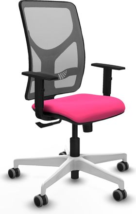 Piqueras y Crespo Computerstuhl Rosa mit 1D-Armlehnen, h&ouml;henverstellbare Lendenwirbelst&uuml;tze, mit 3 Positionen und Schneidschaum, Grau/Rosa