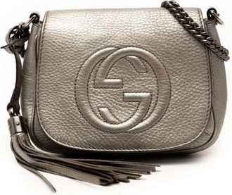 Gucci Hobo Bags - Small Metallic Leather Soho Chain Flap Crossbody - Gr. unisize - in Gold - f&uuml;r Damen