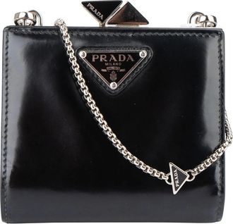 Prada Crossbody Bags - Prada Patent Leather Triangle Wallet On Chain - Gr. unisize - in Schwarz - f&uuml;r Damen
